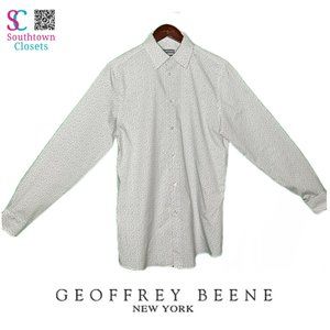 Geoffrey Beene | Shirts | Geoffrey Beene White And Grey Floral Pattern Cotton Polyester Spandex ...